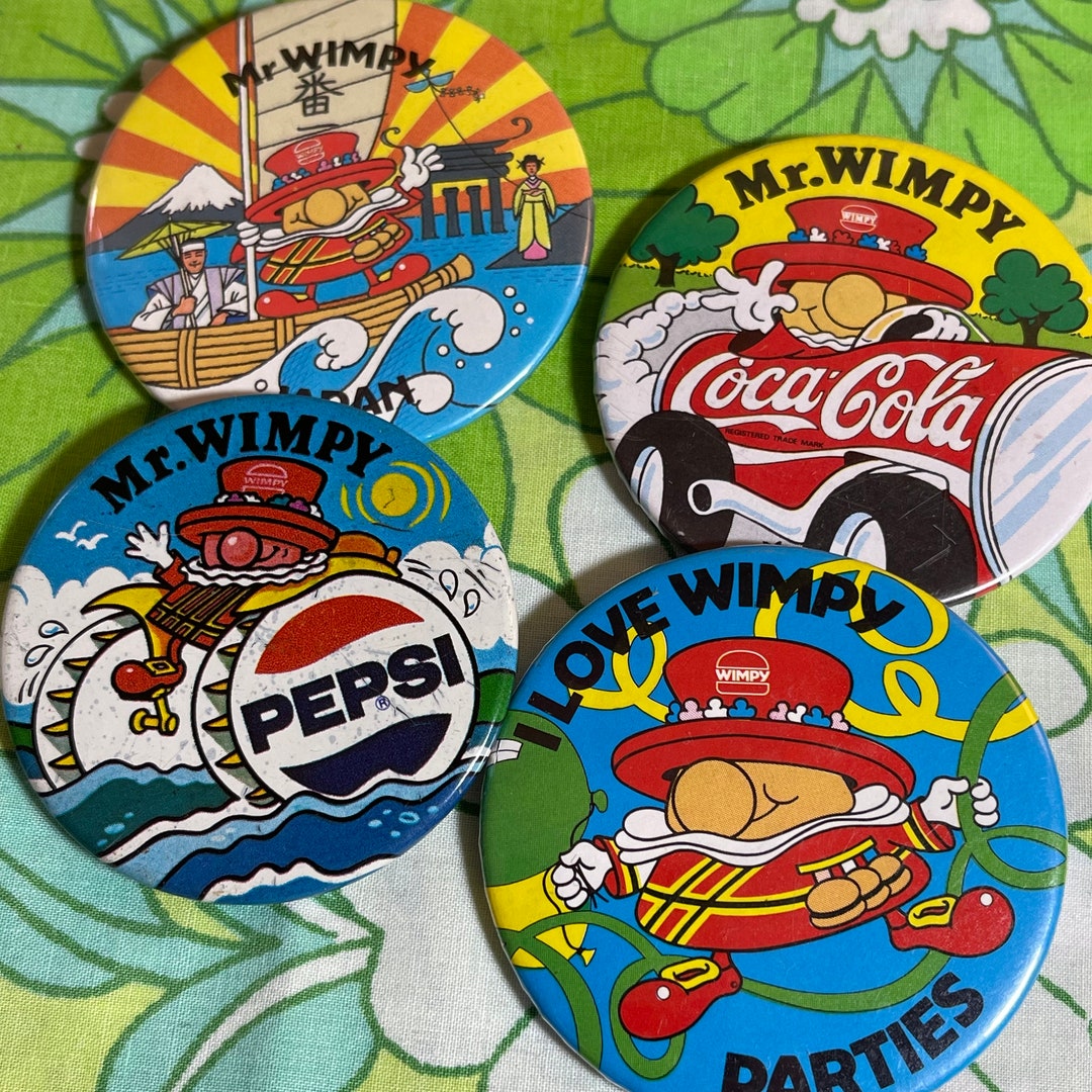 VINTAGE 1980's Mr Wimpy Pins / Buttons Japan Pepsi - Etsy