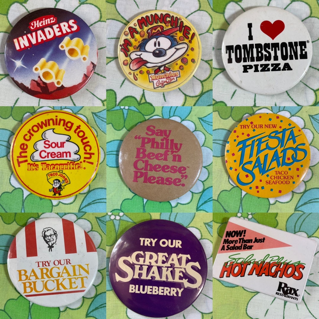VINTAGE Restaurant and Food Large Pinback Buttons 18B - Etsy