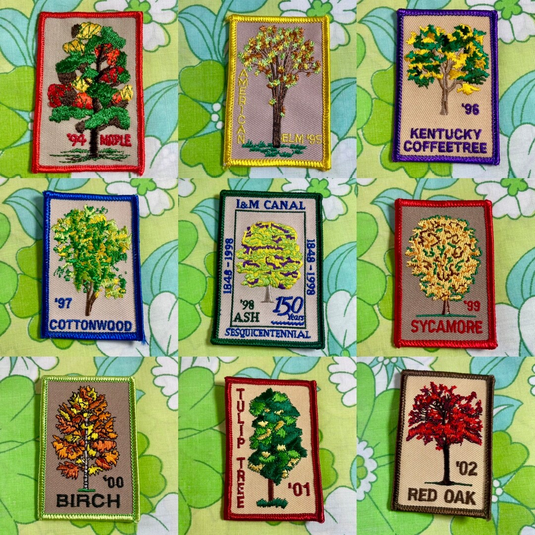 VINTAGE Embroidered Tree Patches | 2A | 1990's - 2000's - Etsy