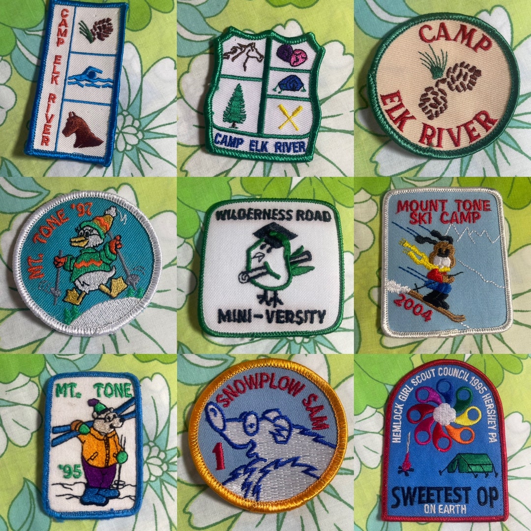 VINTAGE Embroidered Patches 6C Camp Elk River Mount Tone - Etsy