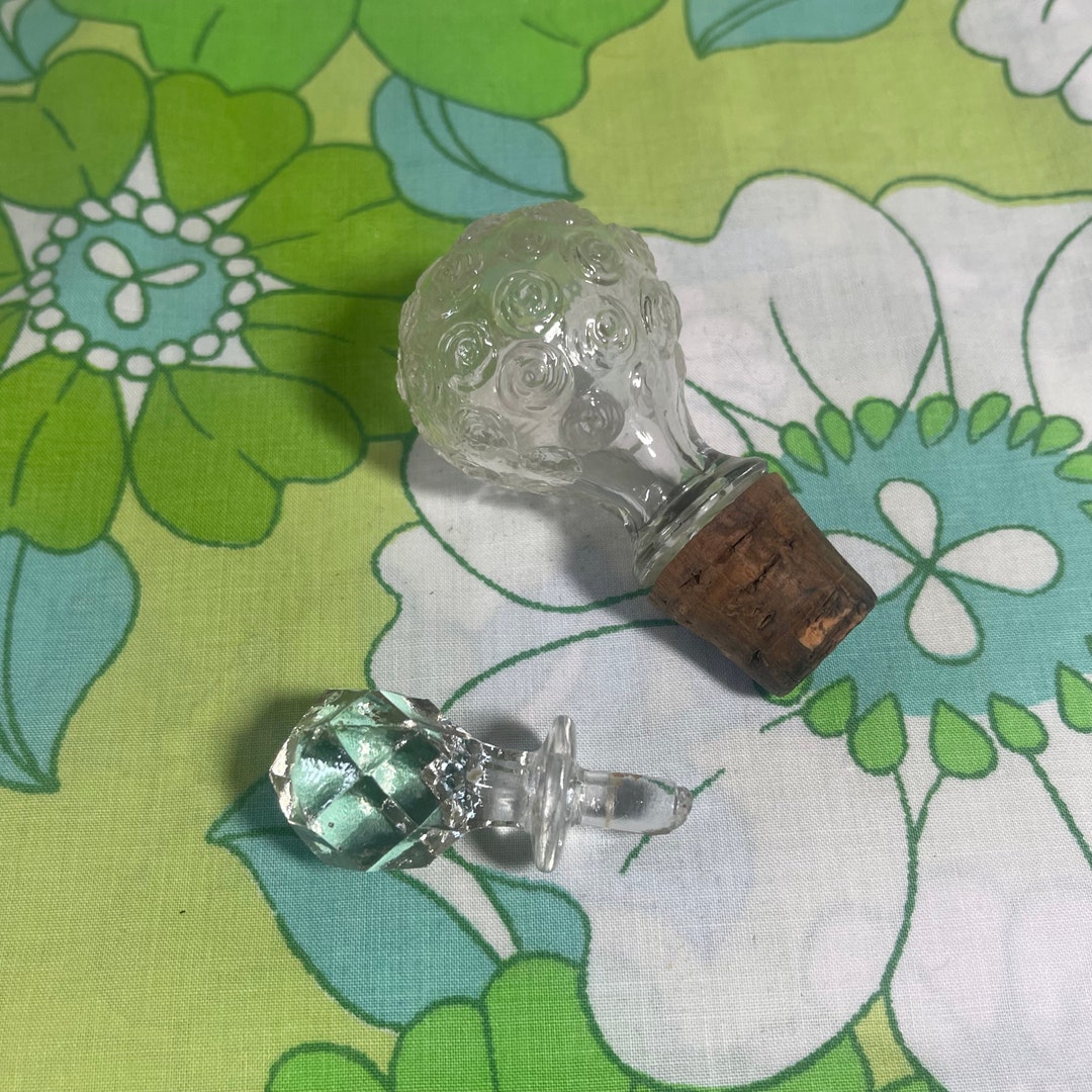 VINTAGE Small Glass Stoppers Set of 2 - Etsy