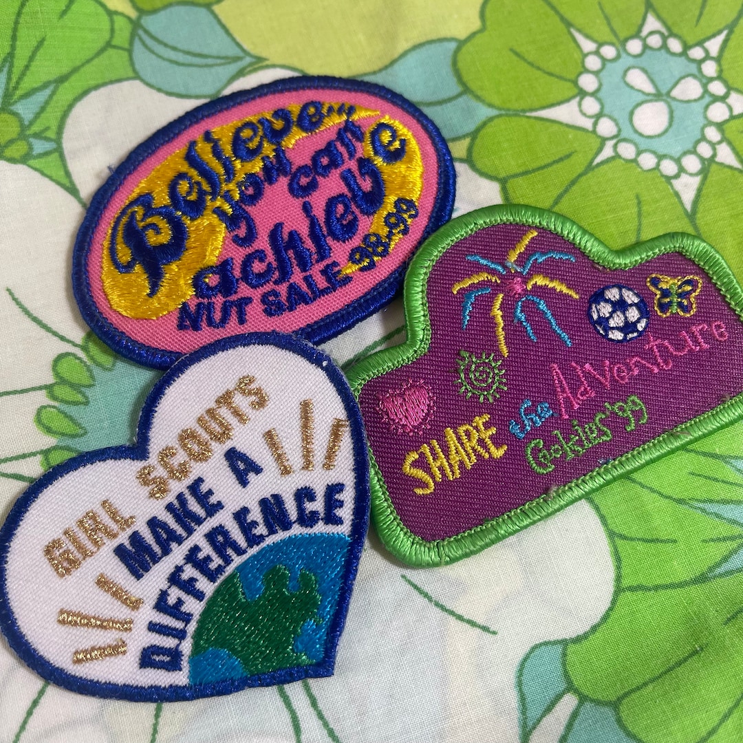 VINTAGE Embroidered Girl Scout Patches Cookies and Nut Sales 1990's 23D ...