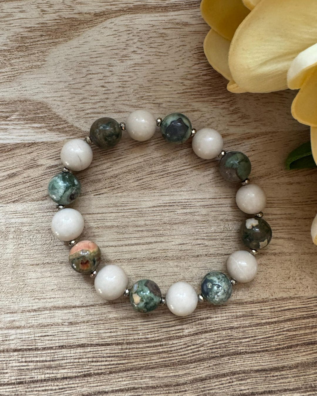Natural Avery Jade & Green Jasper Bracelet - Etsy