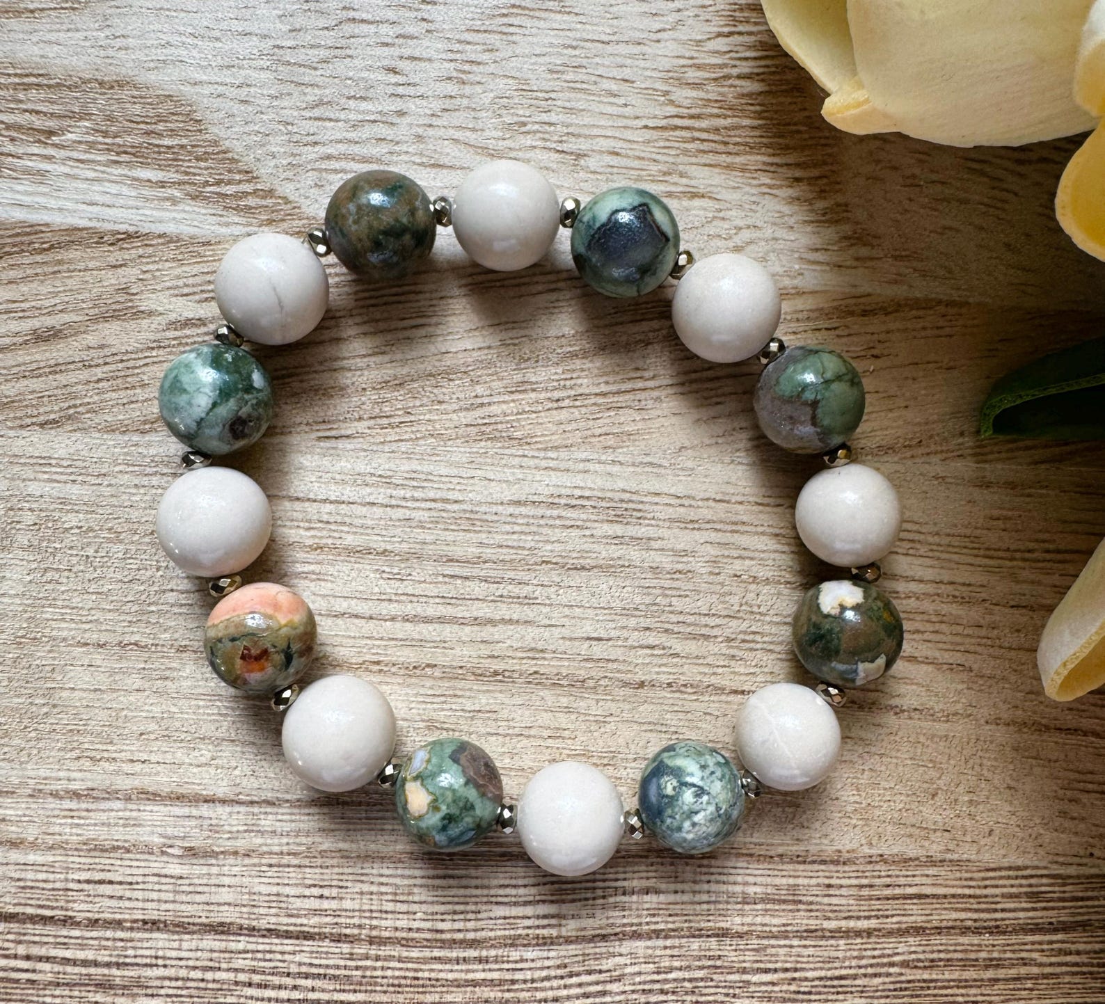 Natural Avery Jade & Green Jasper Bracelet - Etsy