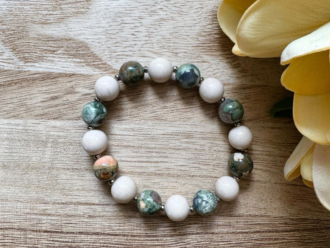 Natural Avery Jade & Green Jasper Bracelet - Etsy