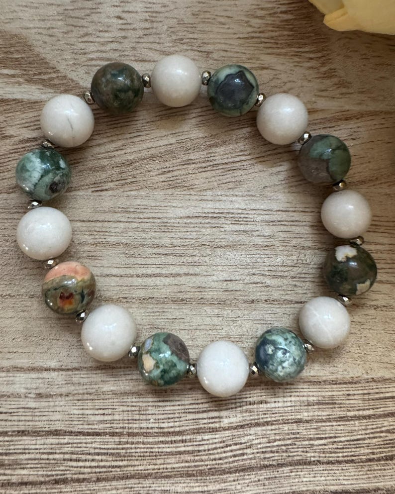 Natural Avery Jade & Green Jasper Bracelet - Etsy
