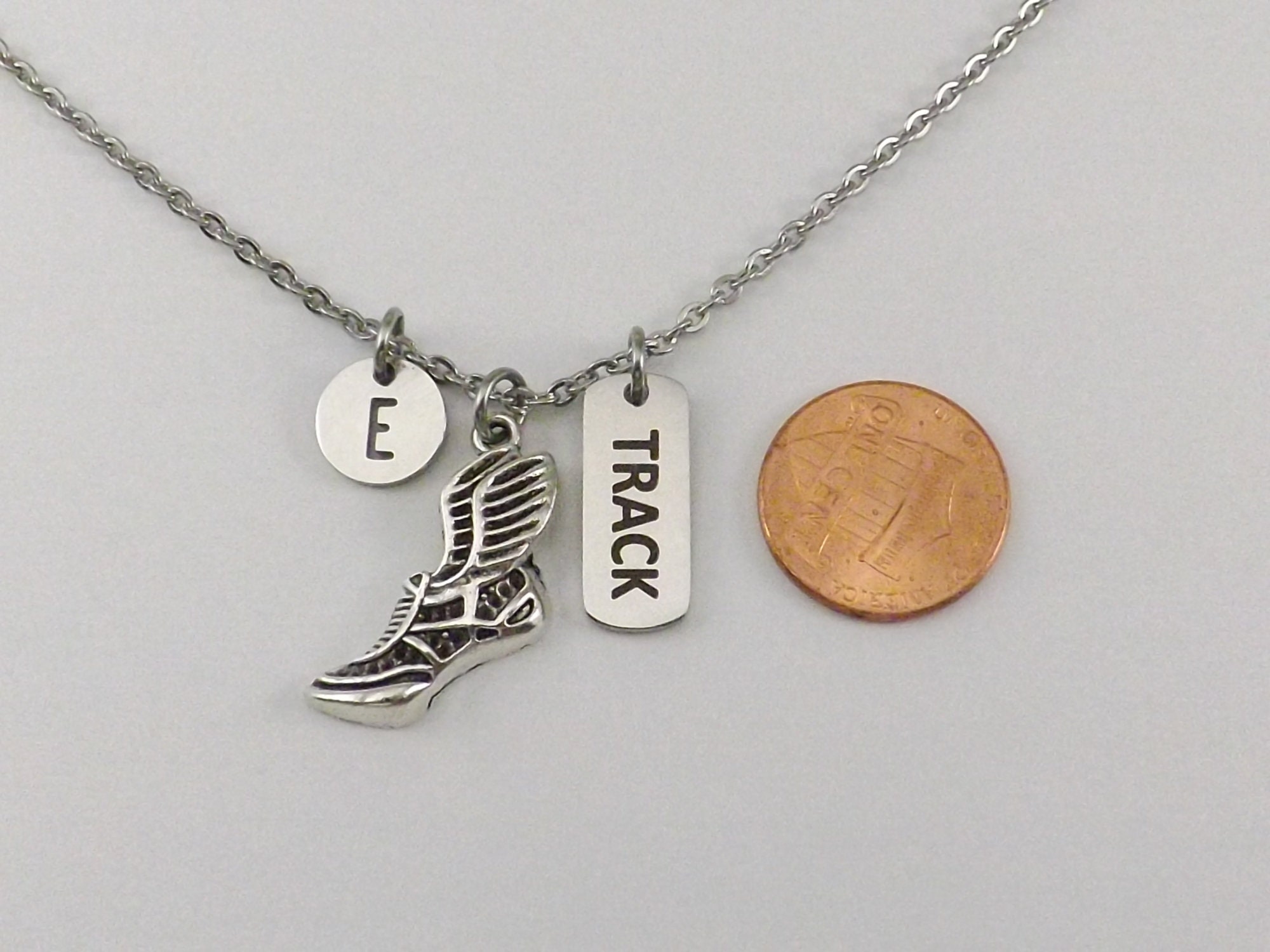 Track and Field Necklace, Runner Gifts, Personalized Initial Necklace ...