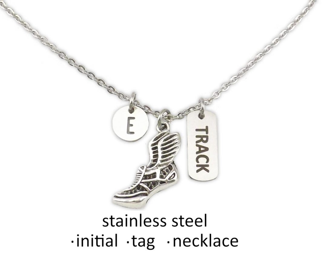 Track and Field Necklace, Runner Gifts, Personalized Initial Necklace ...
