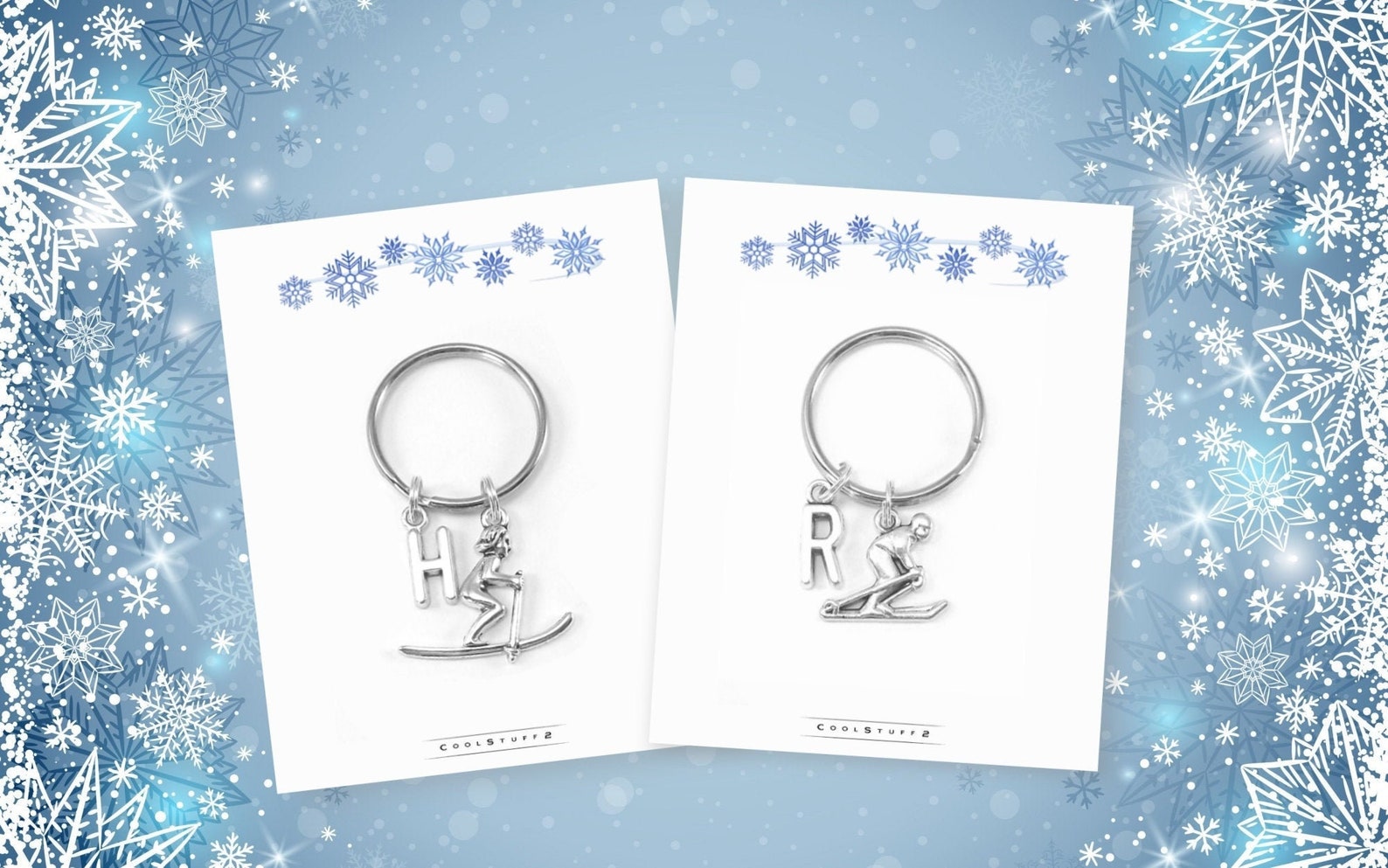 Ski Keychain Personalized Man Skiing Key Ring Woman Snow - Etsy