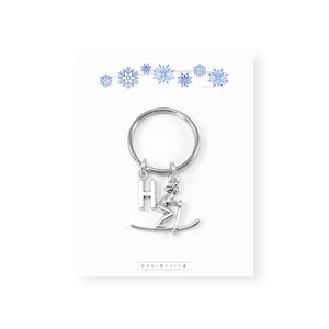Ski Keychain, Personalized Man Skiing Key Ring, Woman Snow Skiing ...