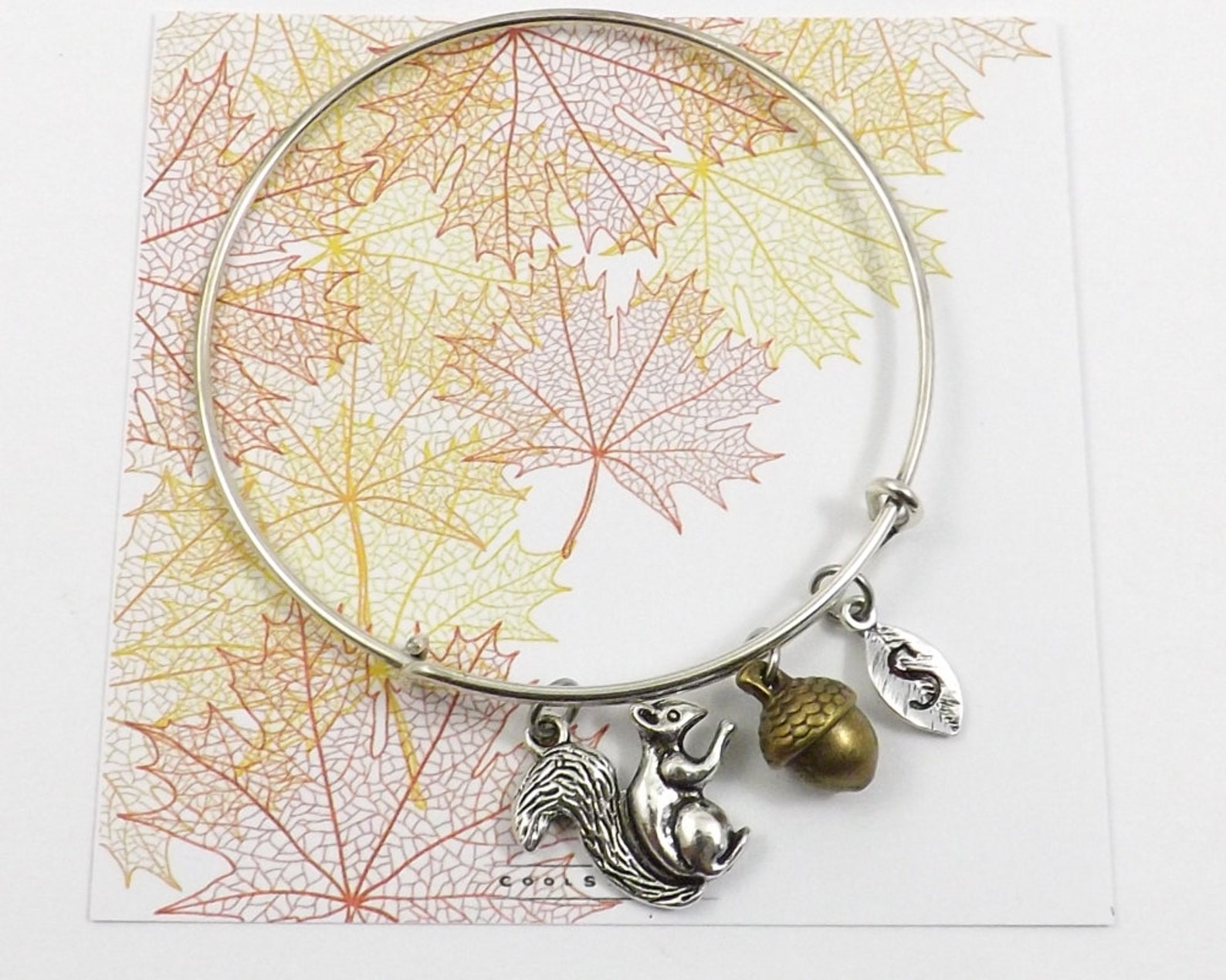 Squirrel Bracelet Squirrel Bangle Acorn Personalized - Etsy