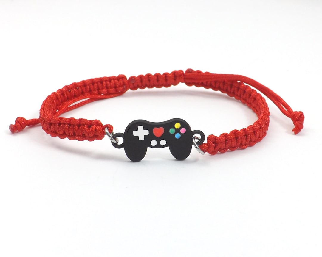 Game Controller Bracelet, Enamel Charm Braided Bracelet, Video Gamer ...