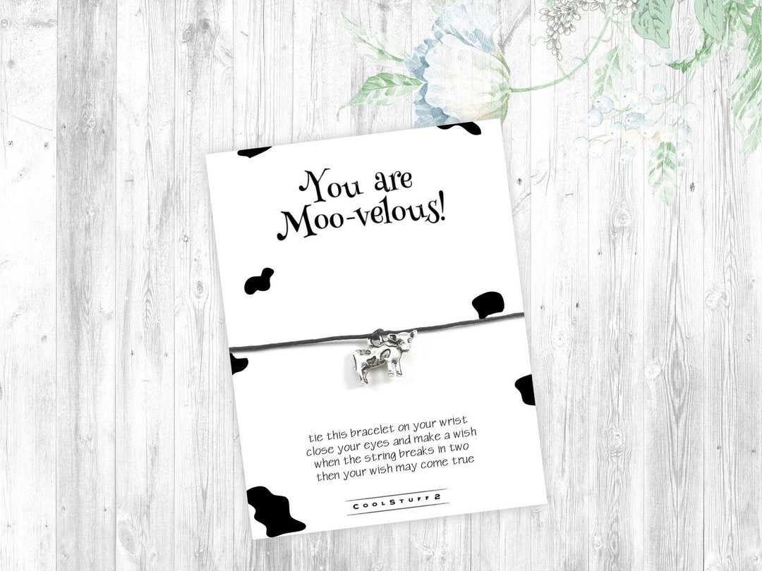 Cow Wish Bracelet, You Are Moovelous, Cow Jewelry, Cow Lover Birthday ...