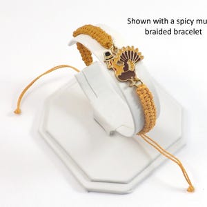 Thanksgiving Turkey Bracelet, Enamel Charm Braided Bracelet Gift for ...