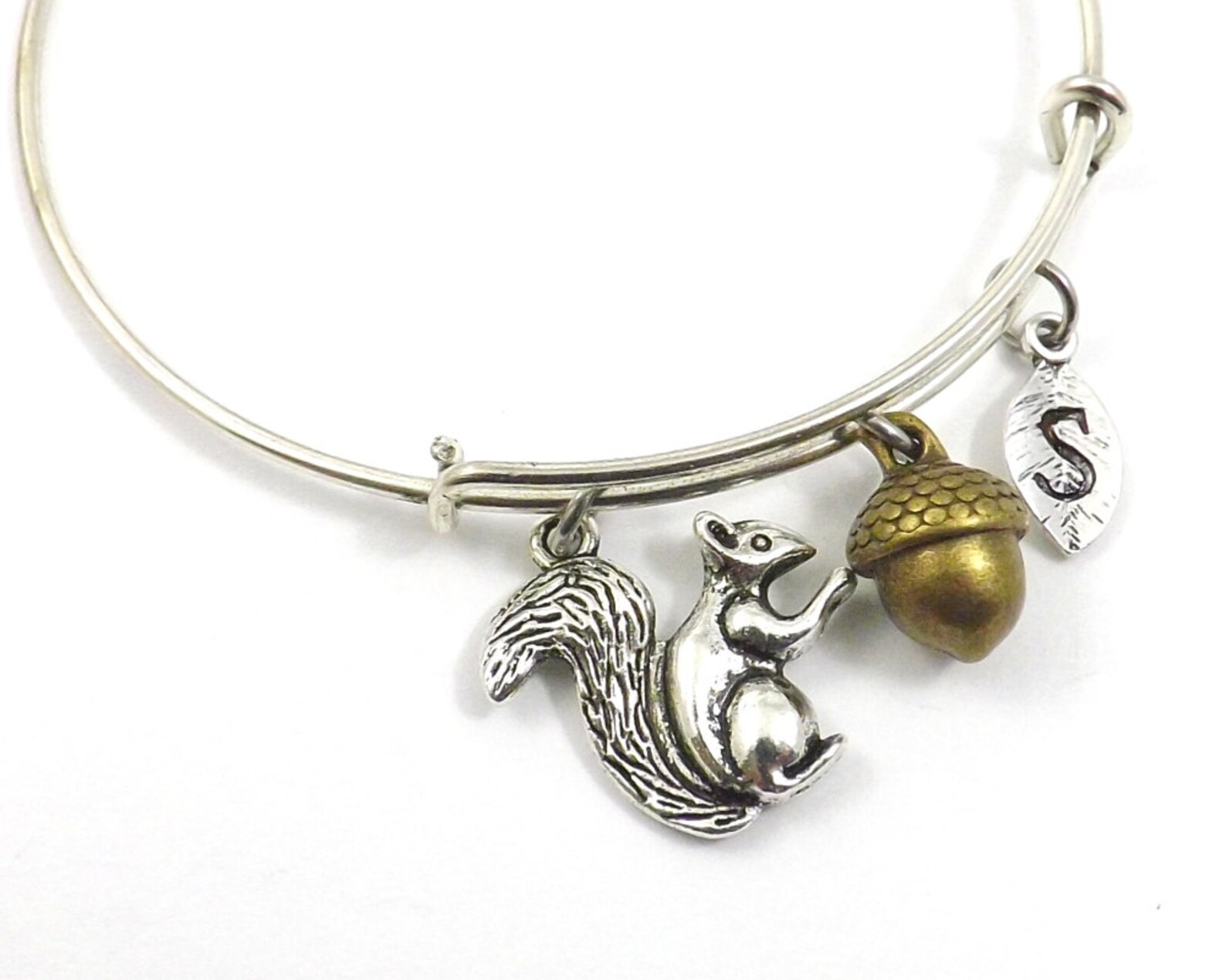 Squirrel Bracelet Squirrel Bangle Acorn Personalized - Etsy
