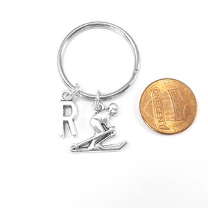 Ski Keychain, Personalized Man Skiing Key Ring, Woman Snow Skiing ...