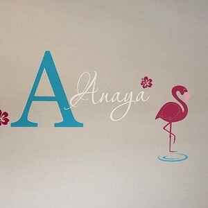 FLAMINGO WALL DECAL Custom Flamingo Decal Nursery Wall Decal Initial ...