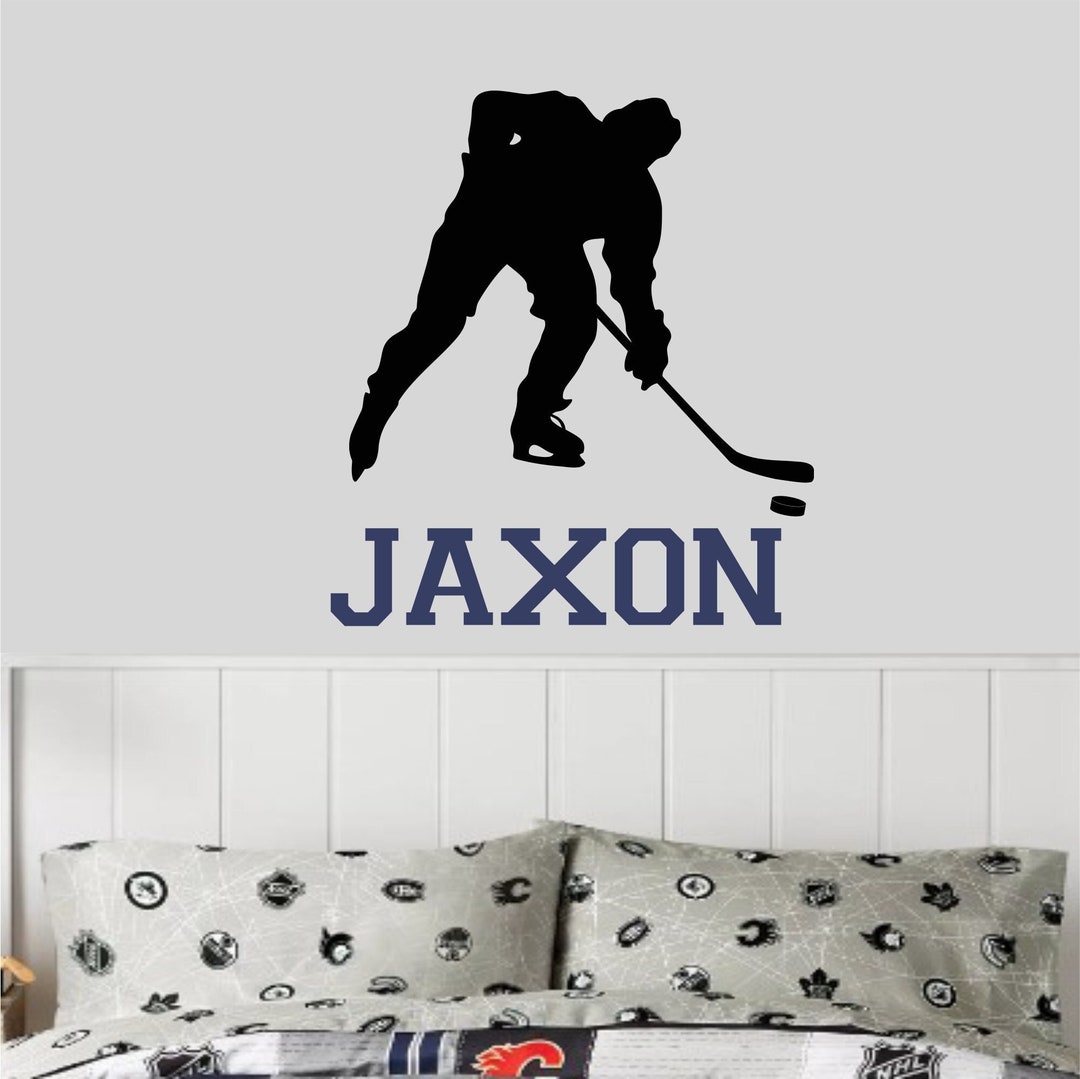 Hockey Wall Decal Custom Hockey Decal Hockey Name Hockey Sticker Sports ...