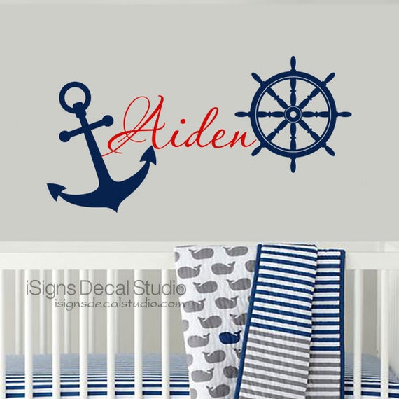 Nautical Wall Decal Nautical Anchor Wheel Helm Decal Boys - Etsy