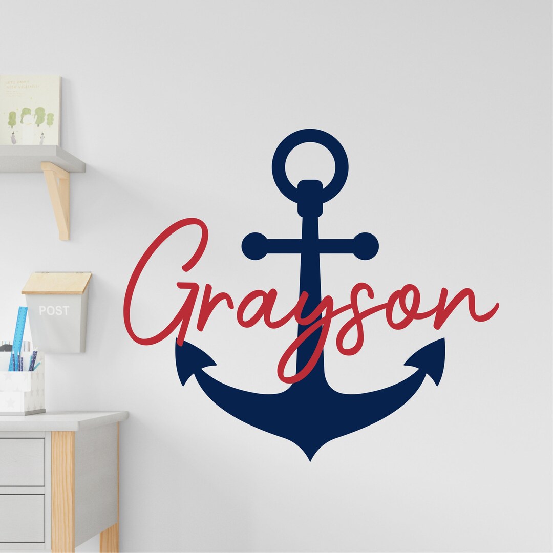NAUTICAL Wall Decal, Anchor Decal, Custom Name Decal, Vinyl Wall Decals ...
