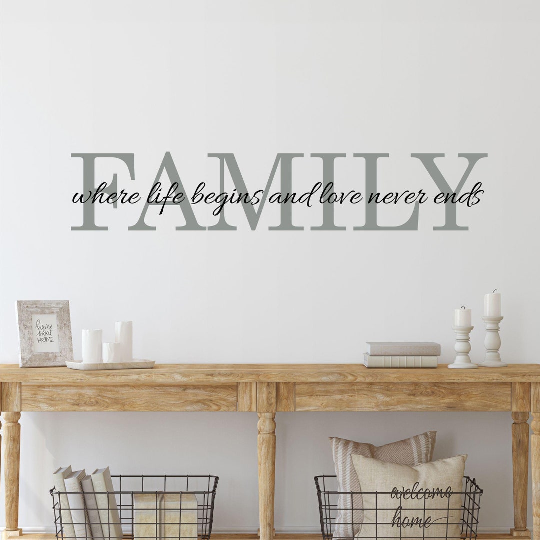Family Wall Decal - Family Where Life Begins and Love Never Ends Decal ...