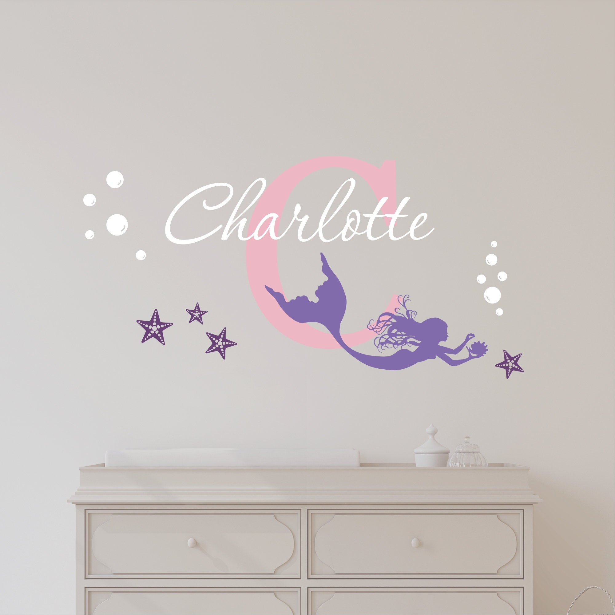 Mermaid Wall Decal Mermaid Decal Nursery Mermaid Girls Room - Etsy ...