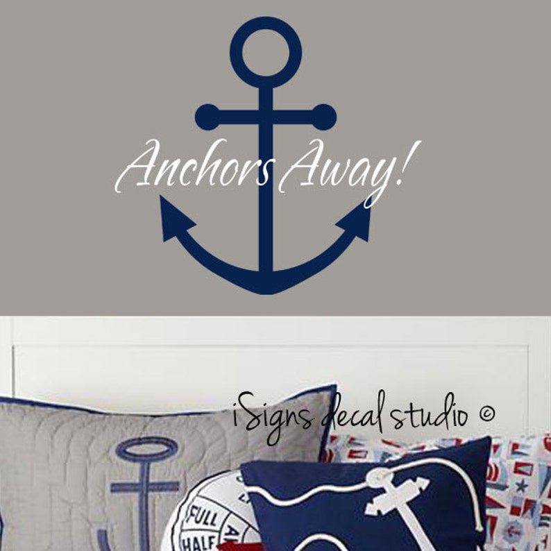 Anchor Decal Nautical Wall Decal Anchors Away Wall Decal Etsy