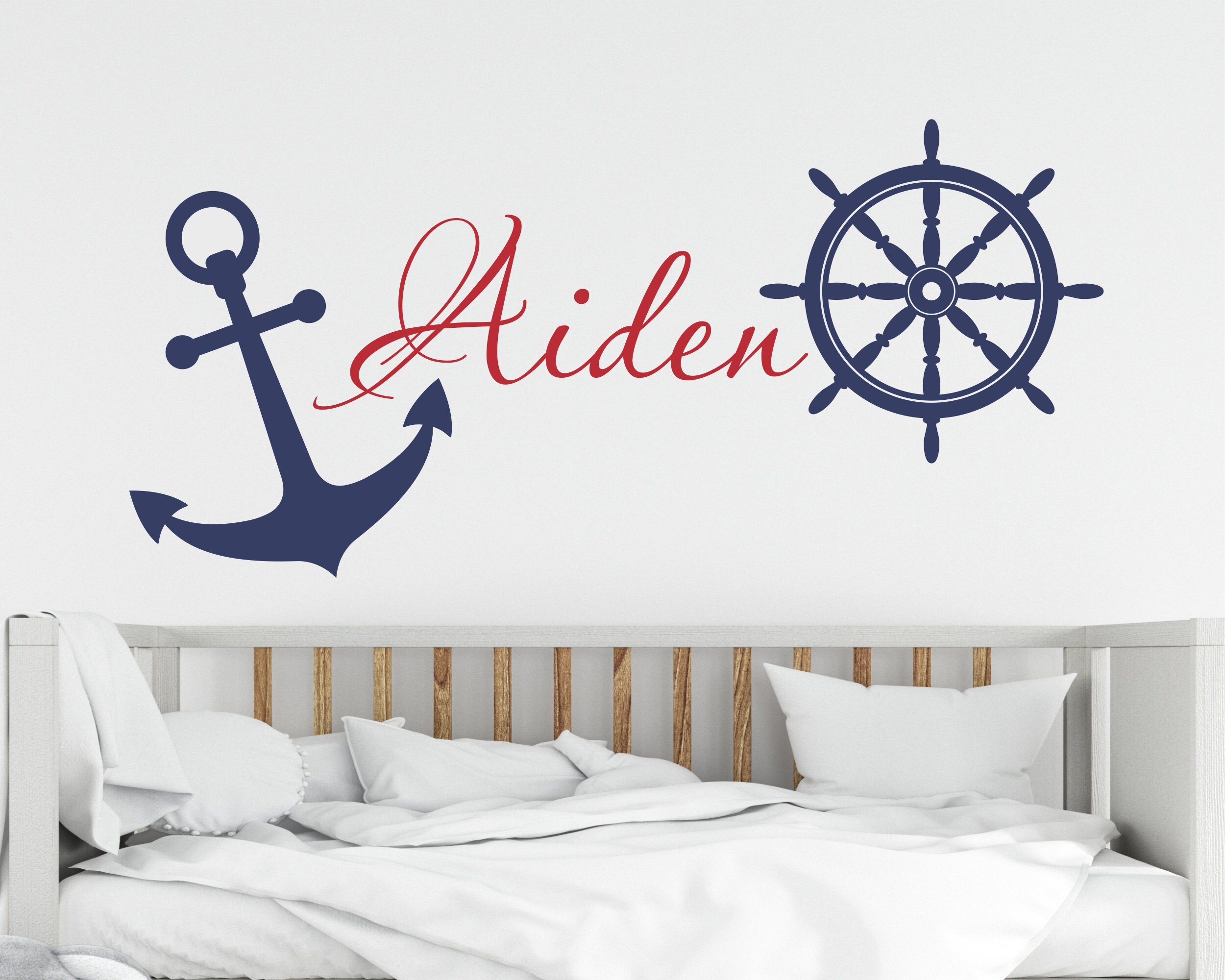 Nautical Wall Decal Nautical Anchor Wheel Helm Decal Boys - Etsy Canada