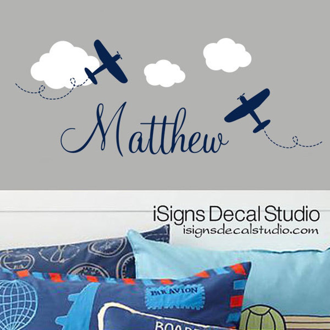 AIRPLANE WALL DECAL - Custom Name Decal- Airplane Name Decal - Airplane ...