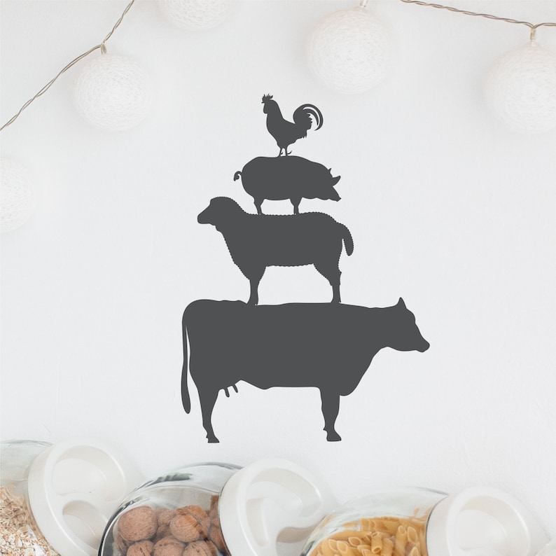 Stacked Farm Animals Decals Cow Sheep Pig Rooster Wall - Etsy