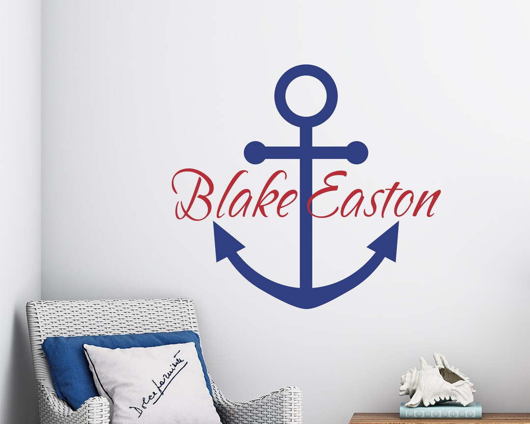 Nautical Name Wall Decal - Anchor Wall Decal - Custom Name Decal ...