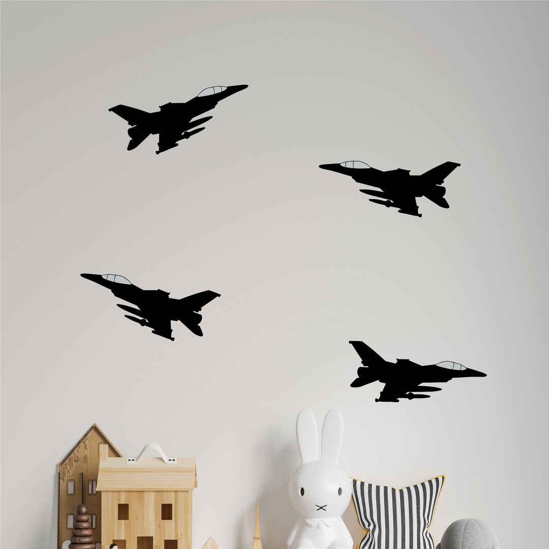 Military Airplane Jet Wall Decal Set of 4 - Fighter Jet Airplane Decal ...