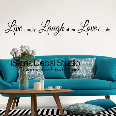 Live Simply Laugh Often Love Deeply Wall Quote Decal Family | Etsy