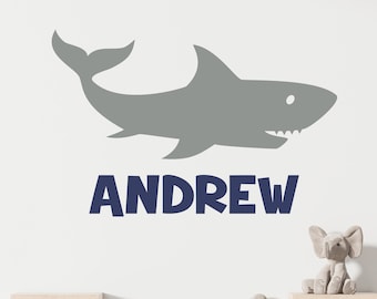 Personalized Name Shark Wall Decal Custom Name Shark Wall Sticker Vinyl ...