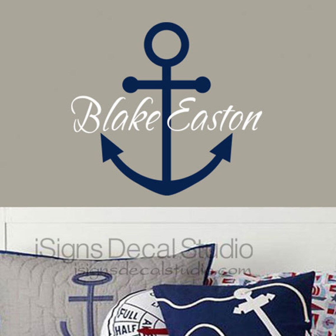 Nautical Name Wall Decal Anchor Wall Decal Custom Name | Etsy