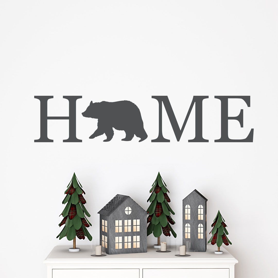 Home Bear Decal - Rustic Cabin Entranceway Wall Decals - Cabin Decal ...