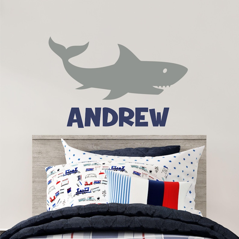 SHARK Wall Decal - Shark Decal - Boys Room Decal - Custom Name Decal ...