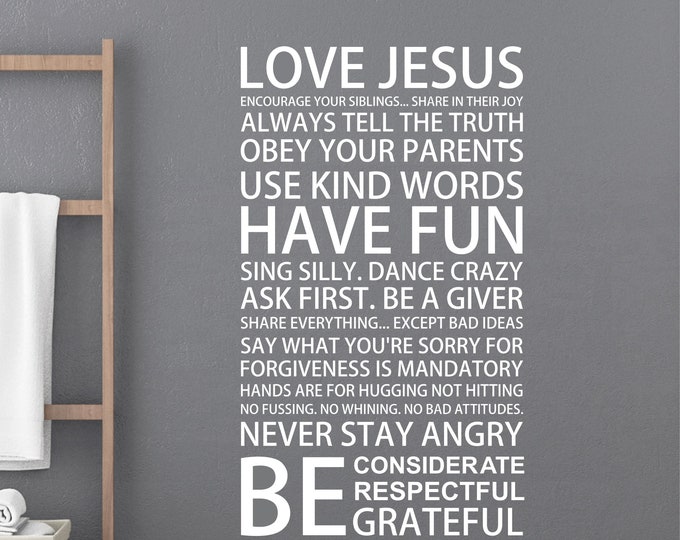 Christian Family House Rules Vinyl Wall Decal: Religious Bible Verse ...