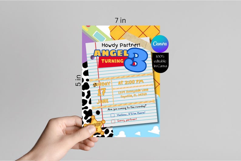 Toy Story 3rd Birthday Invitation | Cowboy Western Theme (editable ...