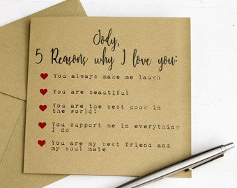Five Reasons I Love You Mother's Day Card | Etsy