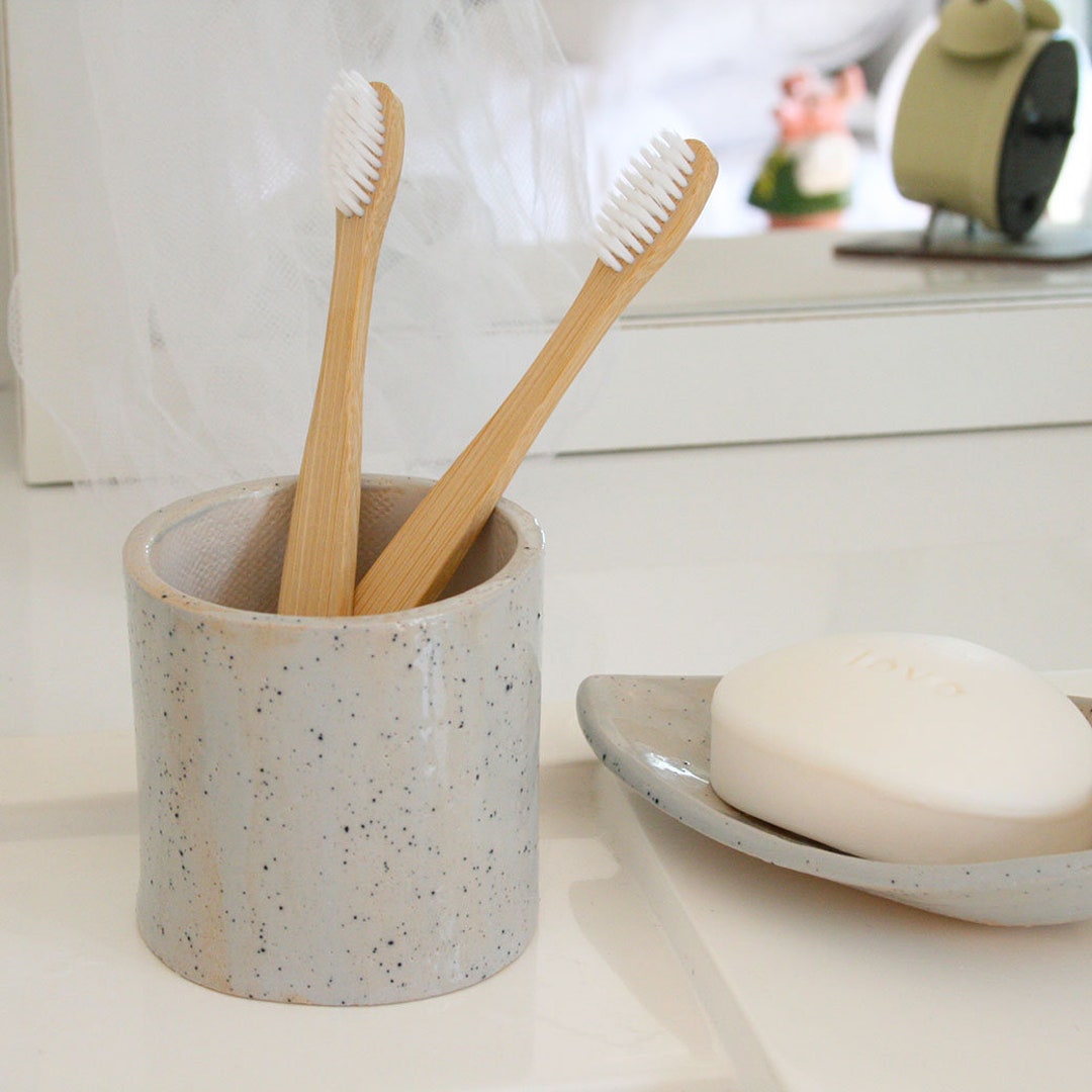 Blue Speckled Toothbrush Pot - Etsy