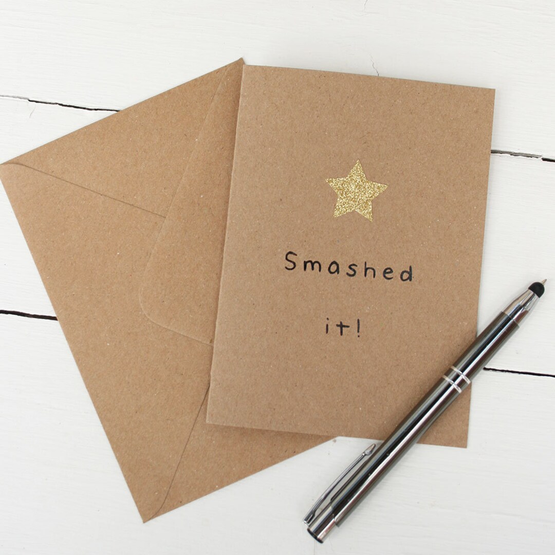 Smashed It Card, Celebration Gold Star A6 Greetings Card, Add Matching ...