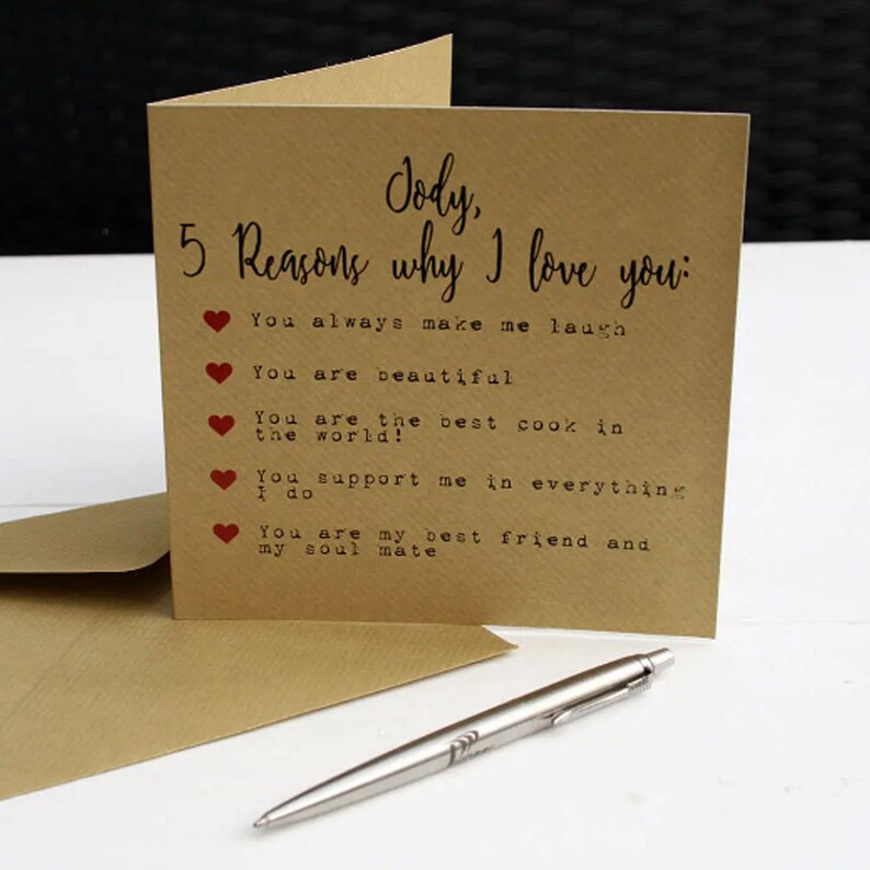 Five Reasons I Love You Valentine's Card Personalised - Etsy