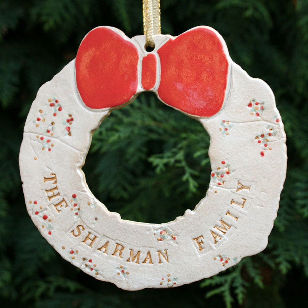 Family Ceramic Christmas Wreath Decoration - Etsy