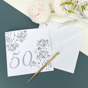 50th Birthday Card, Milestone Greetings Card, Blank Inside for Own ...
