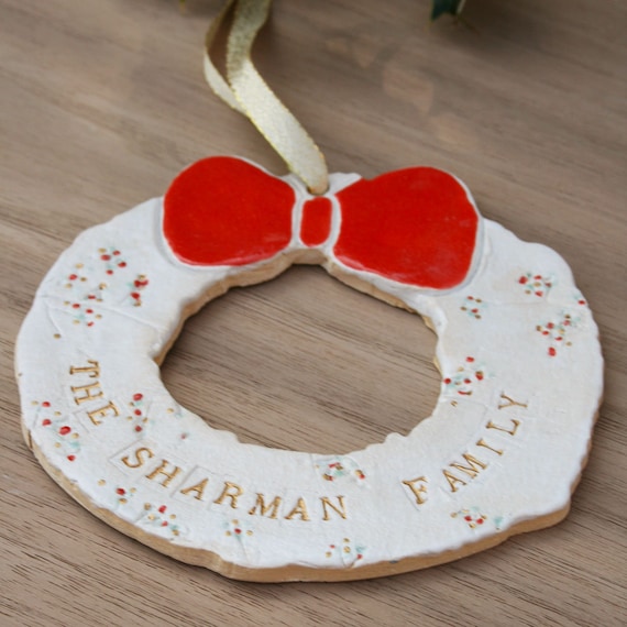 Family Ceramic Christmas Wreath Decoration - Etsy