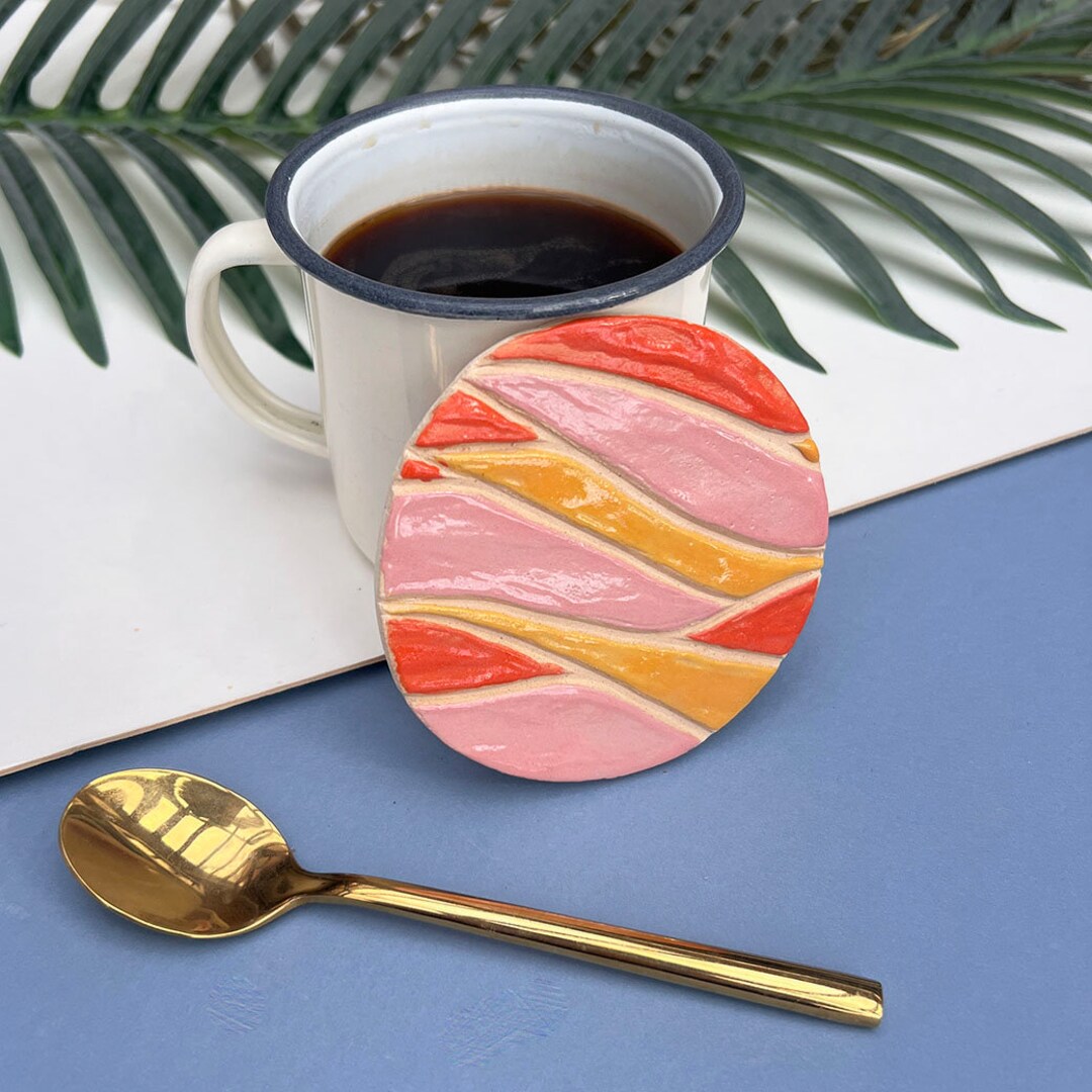 Sunset Wave Coasters, Handmade Sunset Inspired Coasters, Set of 4 or ...