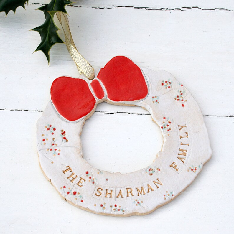 Family Ceramic Christmas Wreath Decoration - Etsy