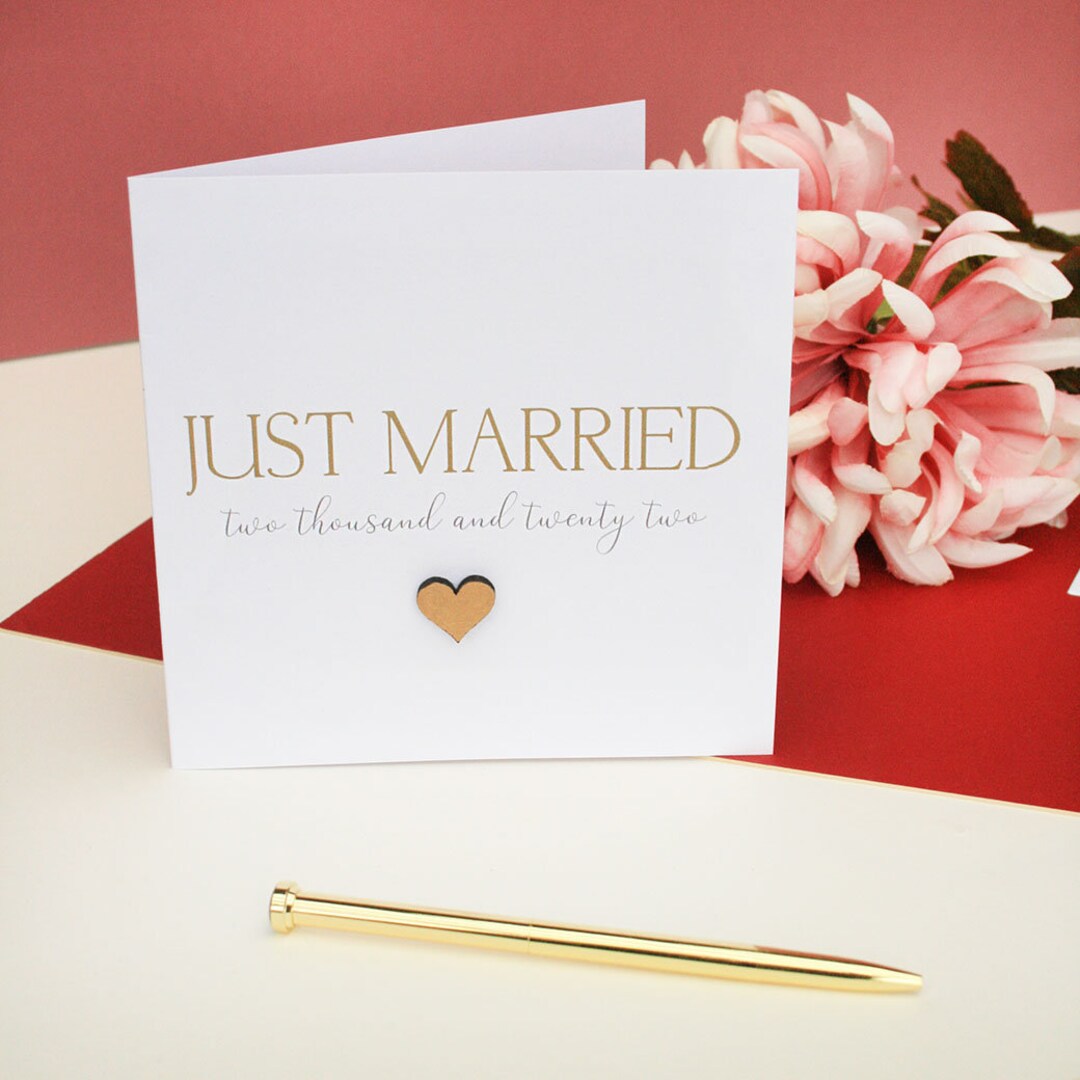 Just Married Card, Newly Wed Wedding Card, Blank Inside for Own Message ...
