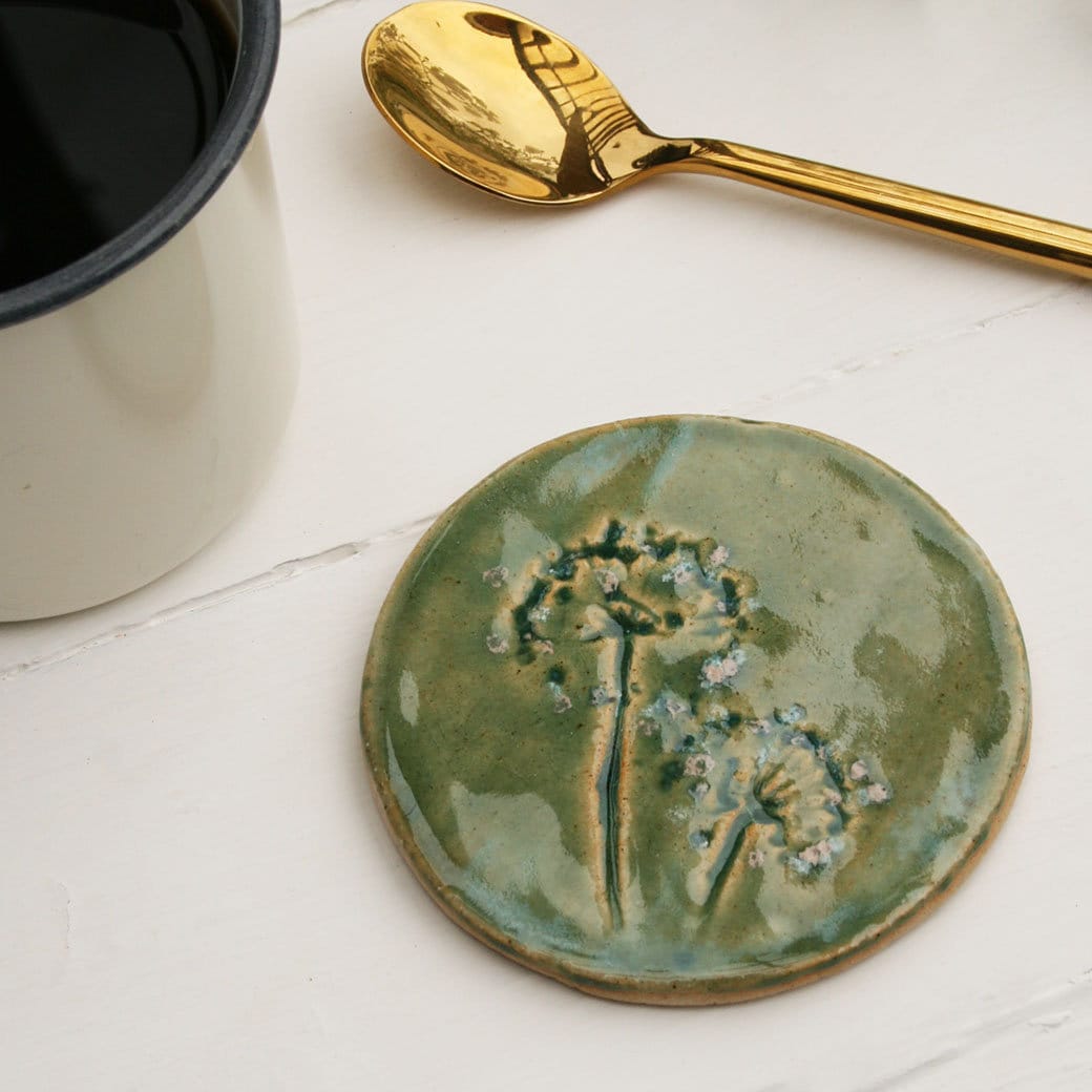 Green Meadow Wild Flower Ceramic Coasters Set of Four Ceramic | Etsy